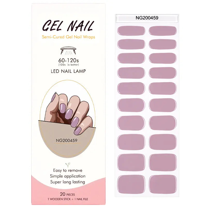 Wholesale Solid Semi Cured Gel Nail Strips Patches Sliders UV/LED Lamp