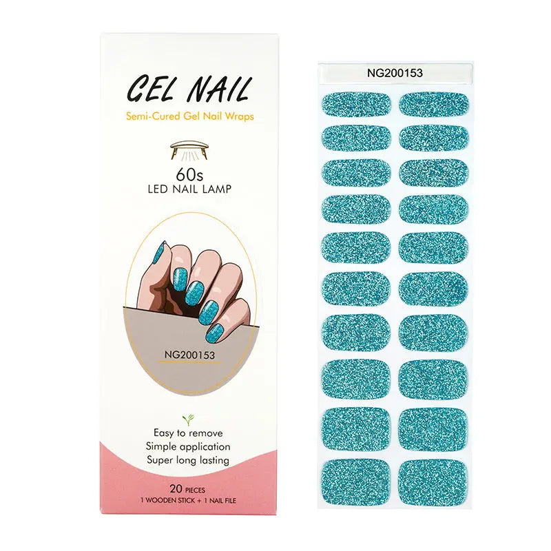 Semi-Cured Gel Nails Enhanced With Custom-Designed Wraps Wholesale Blu