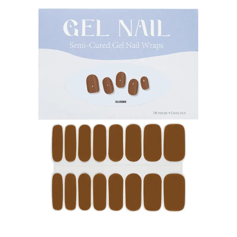 Wholesale Caramel Café Gel Nail Strips Custom Nail Designs