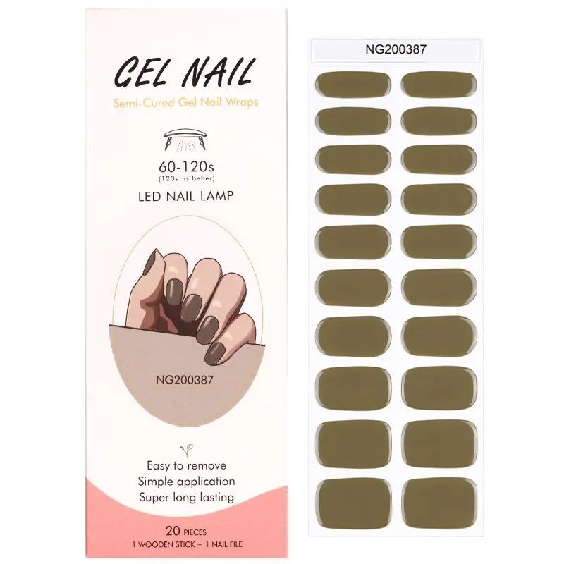 Wholesale Gel Nail Stcikers Olive-green Custom Solid Color Nail Design