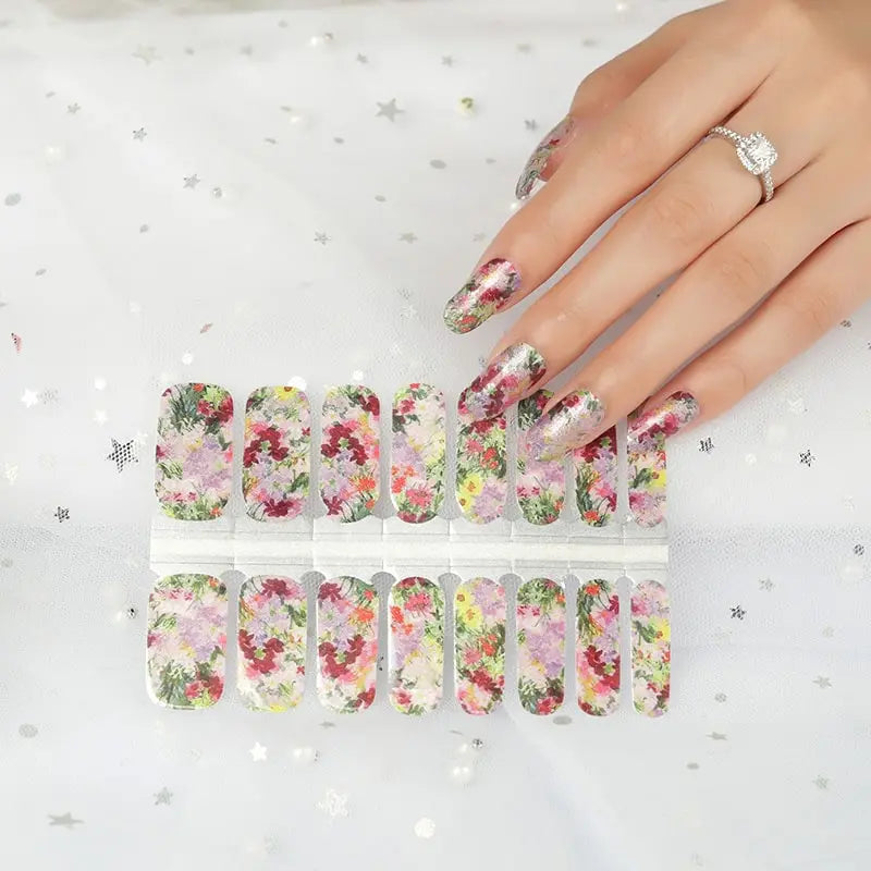 Bulk Nail Wraps Custom Nail Wraps Floral Nail Art Blooming - HUIZI