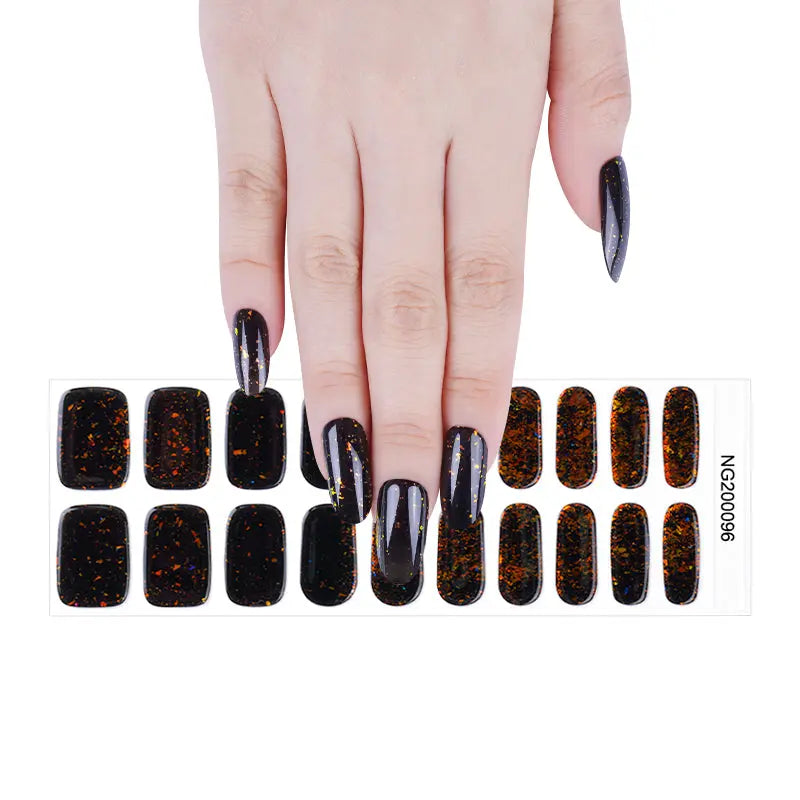 Custom Nail Wraps Semi Cured Nail Strips Amber Charm - HUIZI