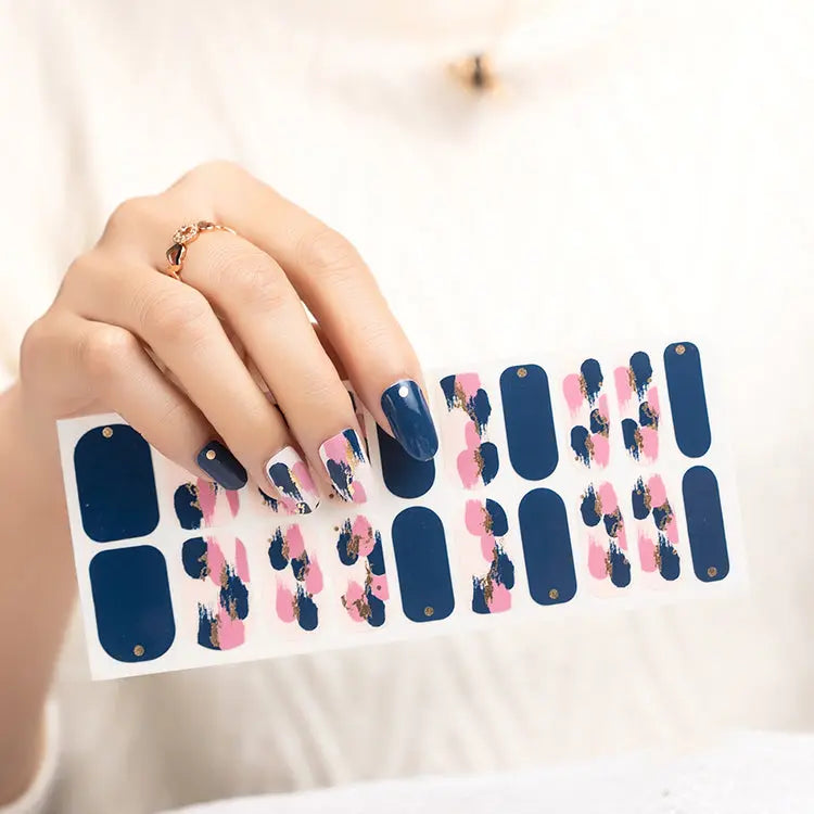 Custom Nail Wraps Wholesale Nail Stickers Pink Blue - HUIZI